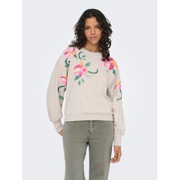 Only "ONLBROOKE L/S O-NECK FLOWER SWT", Baumwollmischung, regular fit