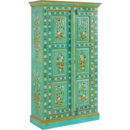 Stauraumschrank OTTO HOME "Prem", bunt (gr&uuml;n, bunt), Schr&auml;nke, Stauraumschrank, Handbemalt, Breite/Tiefe/H&ouml;he: 87/38/152 cm