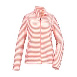 Strickjacke Killtec "KOS 50 WMN FLX JCKT", Damen, Gr. 36, coral, Obermaterial: 95% Polyester, 5% Elasthan, Strickjacken Strickjacke, Streifendesign, elastisch, Kinnschutz, Zippertaschen