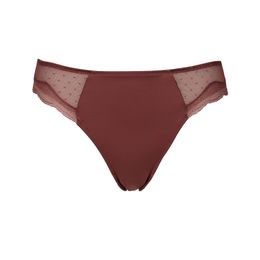 Slip After Eden, Damen, Gr. L, berry, Obermaterial: 87% Nylon, 13% Elasthan, k&ouml;rpernah, Unterhosen Slip, mit Spitzendetails