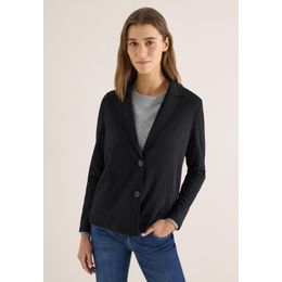 Kurzblazer Cecil, Damen, Gr. M (40), schwarz, Stoff, 66% Viskose, 30% Polyester, 4% Elasthan, unifarben, regular fit normal, V-Ausschnitt, abgesteppt, Blazer Kurzblazer, mit Reverskragen
