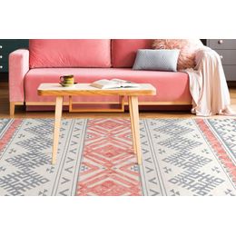 Teppich Calo-deluxe "Kibo 512" Gr. 3, grau (grau, apricot), B:120cm H:10mm L:170cm, Baumwolle, Teppiche, Teppich, Hoch-Tief-Struktur, Wohnzimmer