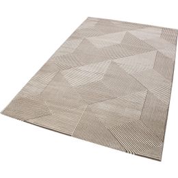 Teppich Esprit "Velvet Groove ESP-8780" Gr. 2, beige, B:80cm H:12mm L:150cm, Kunstfaser, Teppiche, Teppich, Kurzflor, Hoch Tief Struktur, Wohnzimmer, Schlafzimmer