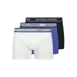 Jack & Jones Trunk JACK & JONES "JACHUDSON SOLID TRUNKS 3 PACK SN", Herren, Gr. L, 3 Stk., wei&szlig; (schwarz pack:wei&szlig;, dazzling blau), Jersey, Obermaterial: 95% Baumwolle, 5% Elasthan, unifarben, bequem, Unterhosen