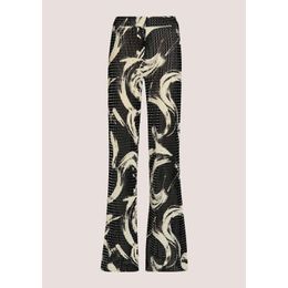 Madeleine Mode Chinos MADELEINE "Jerseyhose Druckhose mit abstraktem Print", Damen, Gr. 36, N + K Gr, schwarz (schwarz, perlwei&szlig;), Obermaterial: 98% Polyester PES. 2% Elasthan LYCRA BlackXTRA LIFE EL(BXLLYCRA)., Hosen