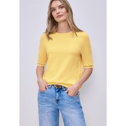 3/4 Arm-Pullover Street One, Damen, Gr. 40, bloom gelb, Stoff, 30% Polyester, 27% Polyacryl, 23% Polyamid, 20% Viskose, unifarben, comfort fit normal, Rundhals, B&uuml;ndchen, Pullover, in Unifarbe, Topseller