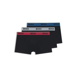 Trunk BOSS, Herren, Gr. M, 3 Stk., schwarz (schwarz 005), Jersey, Obermaterial: 95% Baumwolle, 5% Elasthan, unifarben, k&ouml;rpernah, Unterhosen, aus Stretch-Baumwolle mit Logo-Bund, mittlere Bundh&ouml;he
