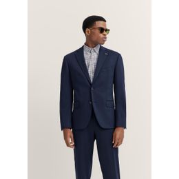 Anzugsakko Bugatti "Regular Fit", Herren, Gr. 52, 370, blau, 66% Polyester, 21% Viskose, 10% Polyamid, 3% Elasthan, unifarben, regular fit, Sakkos, Jersey-Artikel mit Stretch