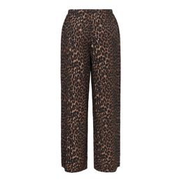 Schlupfhose Only "ONLALTA MW STRING WIDE AOP PANT PNT ZLO", Damen, Gr. L, L&auml;nge 32, schwarz aop:leo, Web, Obermaterial: 98% Polyester, 2% Elasthan, bedruckt, lang, Hosen Schlupfhose