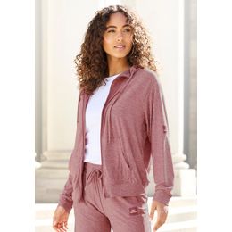 Funktions-Kapuzensweatjacke Vivance ACTIVE, Damen, Gr. XS (32/34), rosa meliert, Trikot, Obermaterial: 88% Polyester, 12% Elasthan, meliert, bequem h&uuml;ftlang, Sweatjacken, mit Teilungsn&auml;hten und geteilte K&auml;ngurutasche