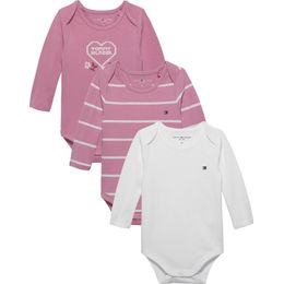 Erstausstattungspaket Tommy Hilfiger "3 PACK BODY L/S GIFTBOX", M&auml;dchen, Gr. 92, mystic pink, Jersey, Obermaterial: 93% Baumwolle, 7% Elasthan, unifarben, KOB Set-Artikel Erstausstattungspaket, f&uuml;r Babys