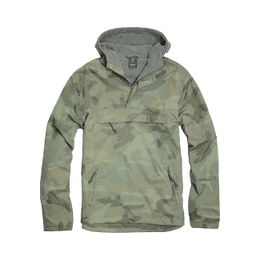 Anorak Brandit "Brandit Herren Fleece Pull Over Windbreaker", Herren, Gr. 5XL, olive camouflage, 100% Polyester, mehrfarbig, normal, ohne Ausschnitt, Jacken