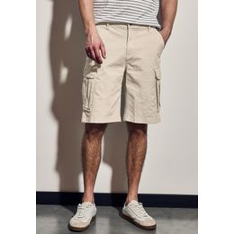 Bermudas Street One MEN, Herren, Gr. 33, beige (sandstone beige), Web, 98% Baumwolle, 2% Elasthan, unifarben, gerade kurz, Hosen Bermudas, mit seitlichen Einschubtaschen