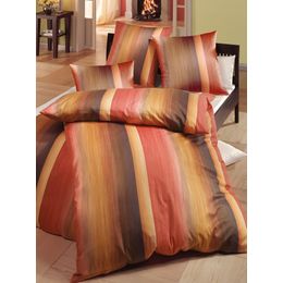 Bettw&auml;sche Janine Gr. 3, rot (rostrot), B/L: 155cm x 220cm, Feinbiber, B/L: 80cm x 80cm, 2 Stk., Feinbiber, 100% Baumwolle, Bettw&auml;sche, Bettw&auml;sche
