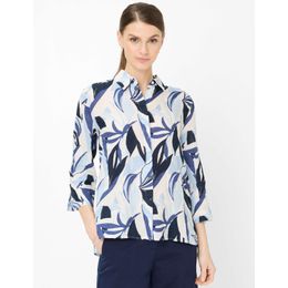 Kurzarmbluse Brax "Style VICKI", Damen, Gr. 44, navy, Web, 100% Leinen, Blusen
