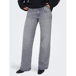 Low-rise-Jeans Only "ONLJUICY LW WIDE LEG DNM REA707 NOOS", Damen, Gr. 31, L&auml;nge 32, medium grau denim, Denim/Jeans, Obermaterial: 99% Baumwolle, 1% Elasthan, unifarben, lang, Jeans, Baumwollmischung, low waist, wide fit