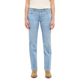 Straight-Jeans Mustang "Damen Style Crosby Relaxed Straight", Damen, Gr. 32, L&auml;nge 34, 201 hellblau, 80% Baumwolle, 15% Lyocell, 4% Elastomultiester, 1% Elasthan, unifarben, straight fit, Jeans Straight-Jeans