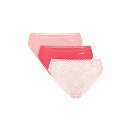 Slip Sloggi "Slip GO Crush High leg C3P 3er Pack", Damen, Gr. XL, bunt (rosa, wei&szlig;), Obermaterial: 95% Baumwolle CO. 5% Elasthan EL., Unterhosen Slip