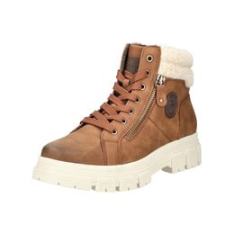 Schn&uuml;rstiefelette Tom Tailor "Tom Tailor Stiefelette Lederimitat/Textil", Damen, Gr. 38, braun (cognac), Lederimitat, Textil, Schuhe Schn&uuml;rstiefelette