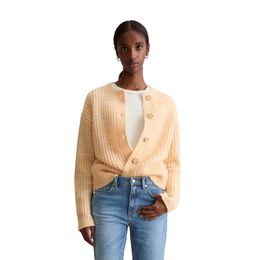 Marc O'Polo Cardigan MARC O'POLO DENIM "aus weichem Wolle-Mix", Damen, Gr. S, bleached apricot, Obermaterial: 55% Wolle, 45% Polyester, unifarben, Rundhals, Rippb&uuml;ndchen, Strickjacken