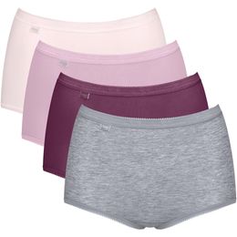Maxislip Sloggi "Basic+ Maxi C4P", Damen, Gr. 50, bunt (multiple colours 14), Single Jersey, Obermaterial: 95% Baumwolle, 5% Elasthan, k&ouml;rpernah, Unterhosen, perfekter Sitz