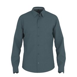 Leinenhemd OLYMP, Herren, Gr. L, N-Gr, royal, Leinenmischung, Obermaterial: 100% Leinen, meliert, unifarben, regular fit normal, 1-Knopf-Manschette mit Schlitz, Hemden, Kentkragen, casual