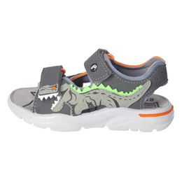 Sandale Ricosta "Raptor WMS: mittel", Jungen, Gr. 27, orange (grau, gr&uuml;n, orange dino), Lederimitat, Textil, Schuhe Sandale, Sandale mit Klett, Dino-Print, Gr&ouml;&szlig;enschablone zum Download