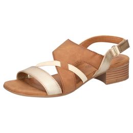 Mustang Shoes Damen Sandalette, Gr. 41, gold, Lederimitat, metallic, Schuhe, Sandalette, Festtagsschuh mit Metallic-Eins&auml;tzen