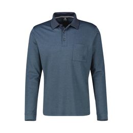 Langarm-Poloshirt Lerros, Herren, Gr. 3XL, classic navy, Single Jersey, Obermaterial: 52% Baumwolle, 48% Polyester, unifarben, normal h&uuml;ftbedeckend, Rundhals, Shirts, mit Brusttasche und Logo-Badge
