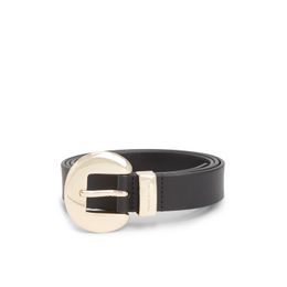 Lederg&uuml;rtel Tommy Hilfiger "OVAL 2.5 cm breit", Damen, Gr. 70, schwarz, Web, Rindsleder, unifarben, G&uuml;rtel Lederg&uuml;rtel, Gr&ouml;&szlig;enverstellbar durch Schnalle
