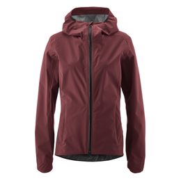 Fahrradjacke Gonso "Save Jacket Trail W", Damen, Gr. 44, rot (rotbraun), 100% Polyester, Jacken Fahrradjacke, Damen Regenjacke wind- und wasserdicht, Radjacke mit Kapuze