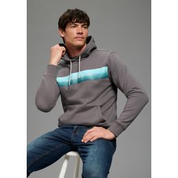 Kapuzensweatshirt Bruno Banani, Herren, Gr. 3XL (64/66), anthrazit, angeraute Sweatware, Obermaterial: 60% Baumwolle, 40% Polyester, bedruckt, unifarben, schmal, angesetztes B&uuml;ndchen, Sweatshirts, mit Kapuze und Kordelz&uuml;gen, mit K&auml;ngurutasche, schmale Passform