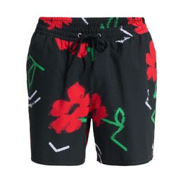 Boardshorts Quiksilver "Stretch Printed Volley 16", Herren, Gr. L, schwarz street floral, Obermaterial: 92% Microfaser, 8% Elasthan;, Hosen