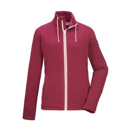 Strickjacke Killtec "KOS 12 WMN FLX JCKT", Herren, Gr. 44, weinrot, Obermaterial: 100% Polyester, Strickjacken Strickjacke, Elastische Damenjacke, gestreift, mit Kinnschutz und Taschen