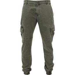 Cargohose Urban Classics "Urban Classics Herren Washed Cargo Twill Jogging Pants", Herren, Gr. 32, Normalgr&ouml;&szlig;en, olive, 98% Baumwolle, 2% Elasthan, unifarben, normal, Hosen Cargohose