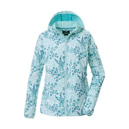 Softshelljacke Killtec "KOS 14 WMN SFTSHLL JCKT AOP", Damen, Gr. 44, ocean, Oberseite: 100% Polyester;R&uuml;ckseite: 100% Polyester;Futter: 100% Polyester, Jacken Softshelljacke, Wasserabweisende, atmungsaktive Softshelljacke mit Kapuze