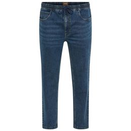 Schlupfjeans MAN'S WORLD PLUS, Herren, Gr. 4XL, N-Gr, dunkelblau washed, Denim/Jeans, Obermaterial: 98% Baumwolle, 2% Elasthan, unifarben, regular fit lang, Jeans Schlupfjeans, gerade geschnittenes Bein, Regular-Fit, mit Kordelzug