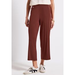 Culotte STREET ONE STUDIO, Damen, Gr. 40, L&auml;nge 26, braun (sienna braun), Jersey, 95% Viskose, 5% Elasthan, unifarben, loose fit 7/8-L&auml;nge, Hosen Culotte, High Waist