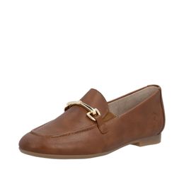 Loafer Remonte, Damen, Gr. 39, cognac, Leder, unifarben, Schuhe Loafer, Slipper, Schlupfschuh, Spangenschuh mit kleinen Stretcheins&auml;tzen
