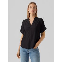 V&eacute;ro Moda Shirtbluse VERO MODA "VMBEAUTY SS TOP GA NOOS", Damen, Gr. M, schwarz, Web, Obermaterial: 100% Viskose, unifarben, normal, V-Ausschnitt, Blusen, Viskose, regular fit