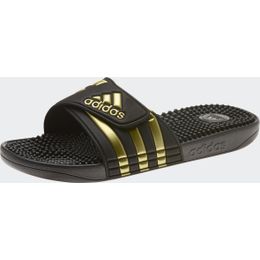 Badesandale adidas Sportswear "ADISSAGE BADESCHLAPPEN", Herren, Gr. 38, gold (core schwarz, gold metallic, core schwarz), Synthetik, gl&auml;nzend, Schuhe, Badelatschen