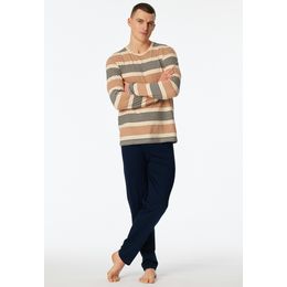 Shorty Schiesser "Casual Nightwear", Herren, Gr. 48, 604, gelb, Single Jersey, Obermaterial: 100% Baumwolle, bequem lang, Rundhals, Homewear-Sets Shorty, Rundhalsausschnitt und lange &Auml;rmel, weiche Single-Jersey Qualit&auml;t