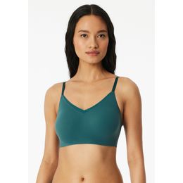 Bustier Schiesser "Invisible Soft Lace", Damen, Gr. 42, N-Gr, 700, gr&uuml;n, Single Jersey, Obermaterial: 75% Polyamid, 25% Elasthan, BHs Bustier, herausnehmbare Pads, V-Ausschnitt, Spitze vorn, Lasercut-Abschl&uuml;sse