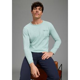Rundhalspullover Bruno Banani, Damen, Gr. 3XL (64/66), gr&uuml;n meliert, Strick, Obermaterial: 50% Baumwolle, 50% Polyacryl, meliert, regular fit normal, Rundhals, Pullover Rundhalspullover, aus Baumwolle, mit Rundhalsausschnitt, Langarm, melierte Optik