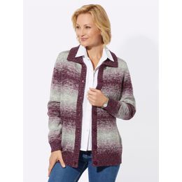 Strickjacke Classic Basics, Damen, Gr. 40, lila (violett, burgund, geringelt), 100% Polyacryl, gemustert, gestreift, mehrfarbig, Strickjacken Strickjacke