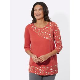 Longshirt Classic Basics "Longshirt", Damen, Gr. 40, bunt (terra, camel, bedruckt), 100% Baumwolle, bedruckt, gemustert, mehrfarbig, Rundhals, Shirts Longshirt