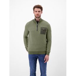 Troyer Lerros, Herren, Gr. L, nordic olive, Web, Obermaterial: 100% Baumwolle, unifarben, normal h&uuml;ftbedeckend, Rundhals, B&uuml;ndchen, Pullover Troyer, in Struktur-Strick-Optik