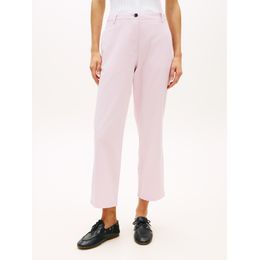 Chinohose Tommy Hilfiger "CO GMD SLIM STRAIGHT CHINO", Damen, Gr. 40, N-Gr, lila powder, Web, Obermaterial: 65% Baumwolle, 33% Lyocell, 2% Elasthan, unifarben, straight fit, Hosen Chinohose