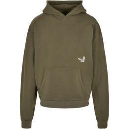 Hoodie "Upscale by Mister Tee Unisex K-Dot Heavy Oversize Hoody", Damen, Gr. M, olive, 100% Baumwolle, UPSCALE BY MISTER TEE, unifarben, Sweatshirts Hoodie