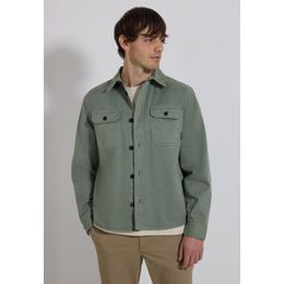 Kurzjacke Street One MEN, Herren, Gr. L (42), dusty mint, Web, 98% Baumwolle, 2% Elasthan, unifarben, normal normal, V-Ausschnitt, B&uuml;ndchen, Jacken Kurzjacke, mit Brusttaschen